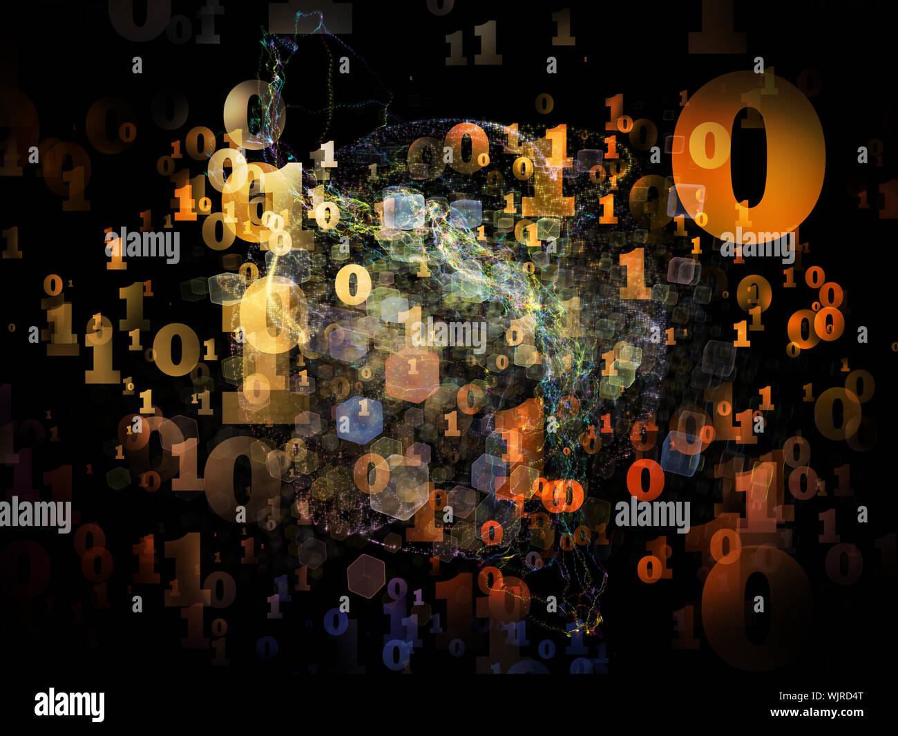 Number in Space series. Arrangement of numbers, fractal textures and ...