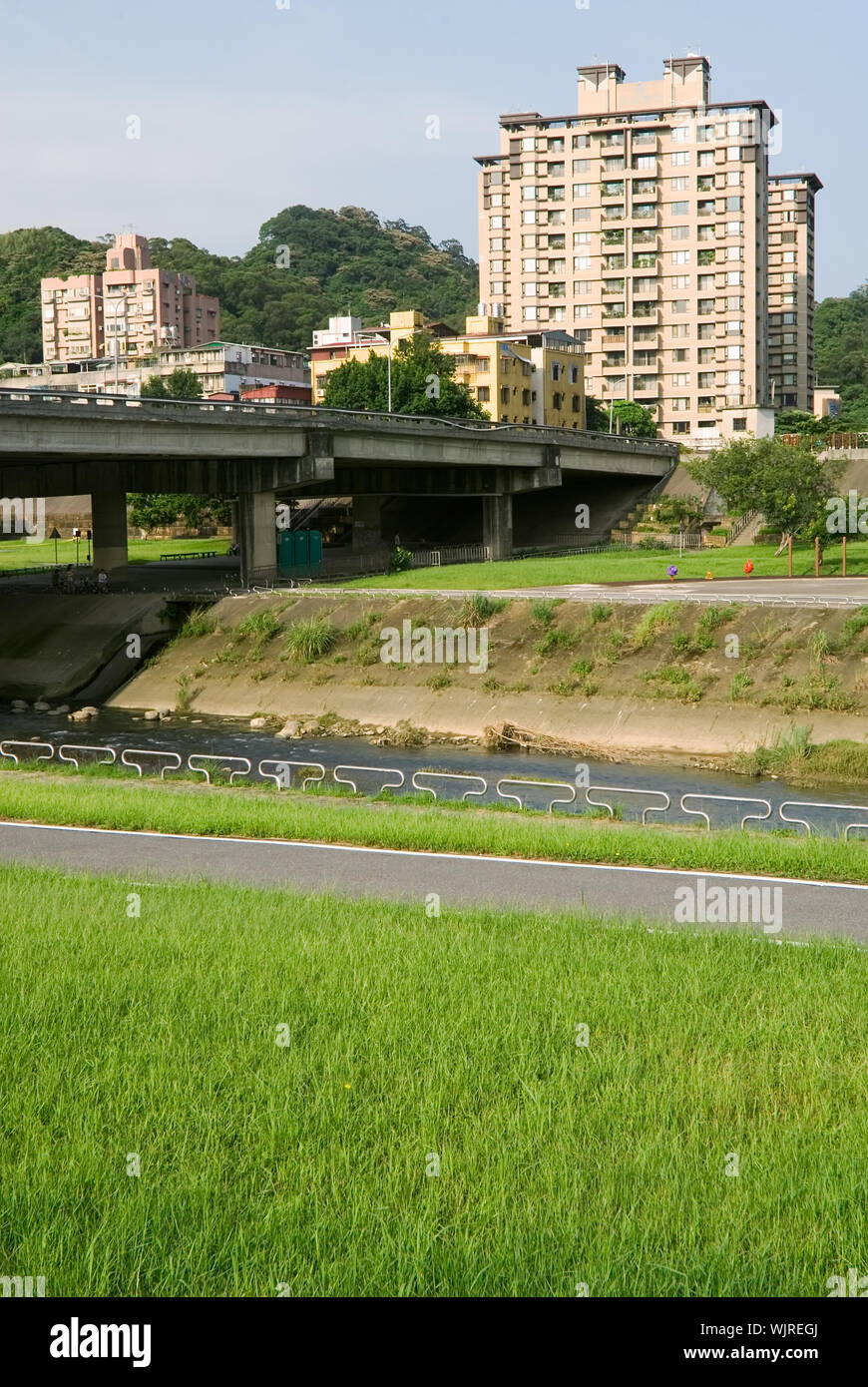 Here are beautiful apartments and a bridge Stock Photo - Alamy