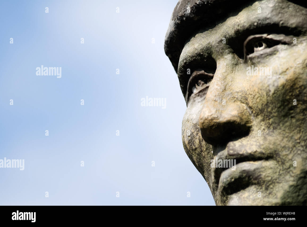 It is a man of Atayal tribe stone carving portrait in Taiwan Stock ...