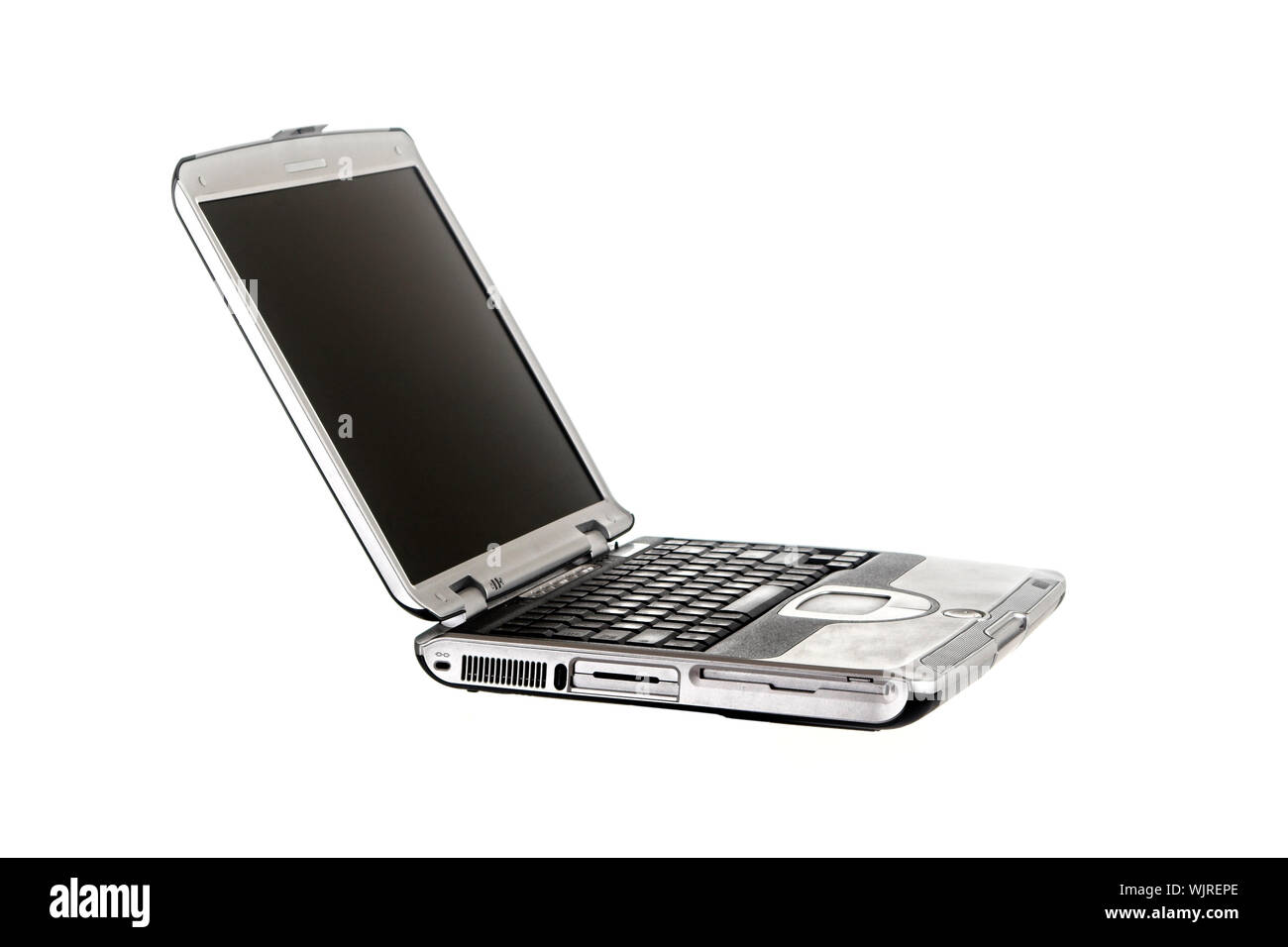 Open Laptop isolated on a white background Stock Photo - Alamy