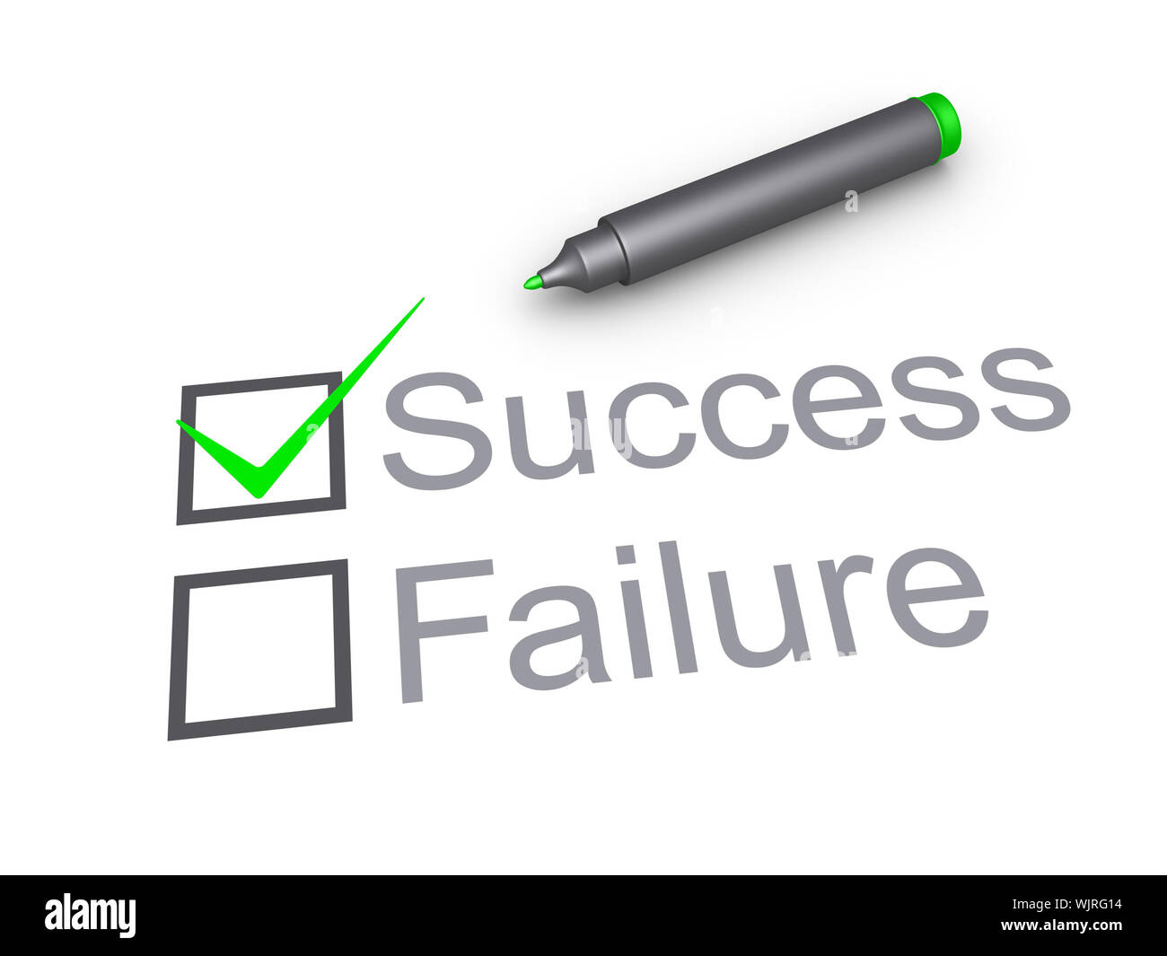 Check mark symbol in the box of success and a marker Stock Photo - Alamy