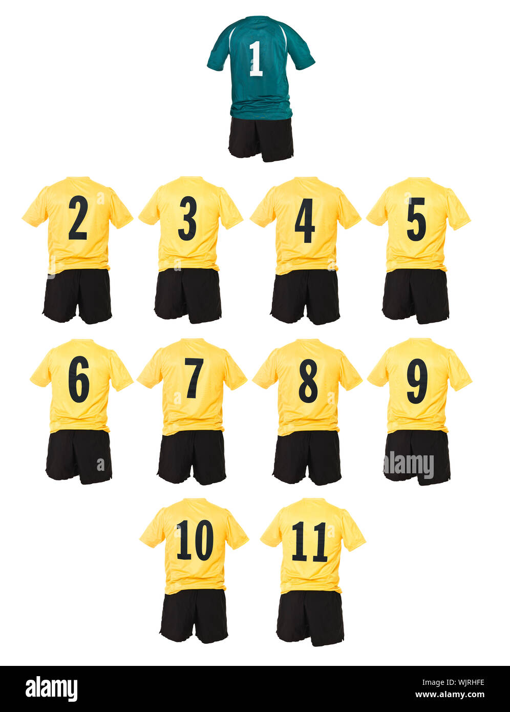 Yellow Football team shirts isolated on white background Stock Photo ...