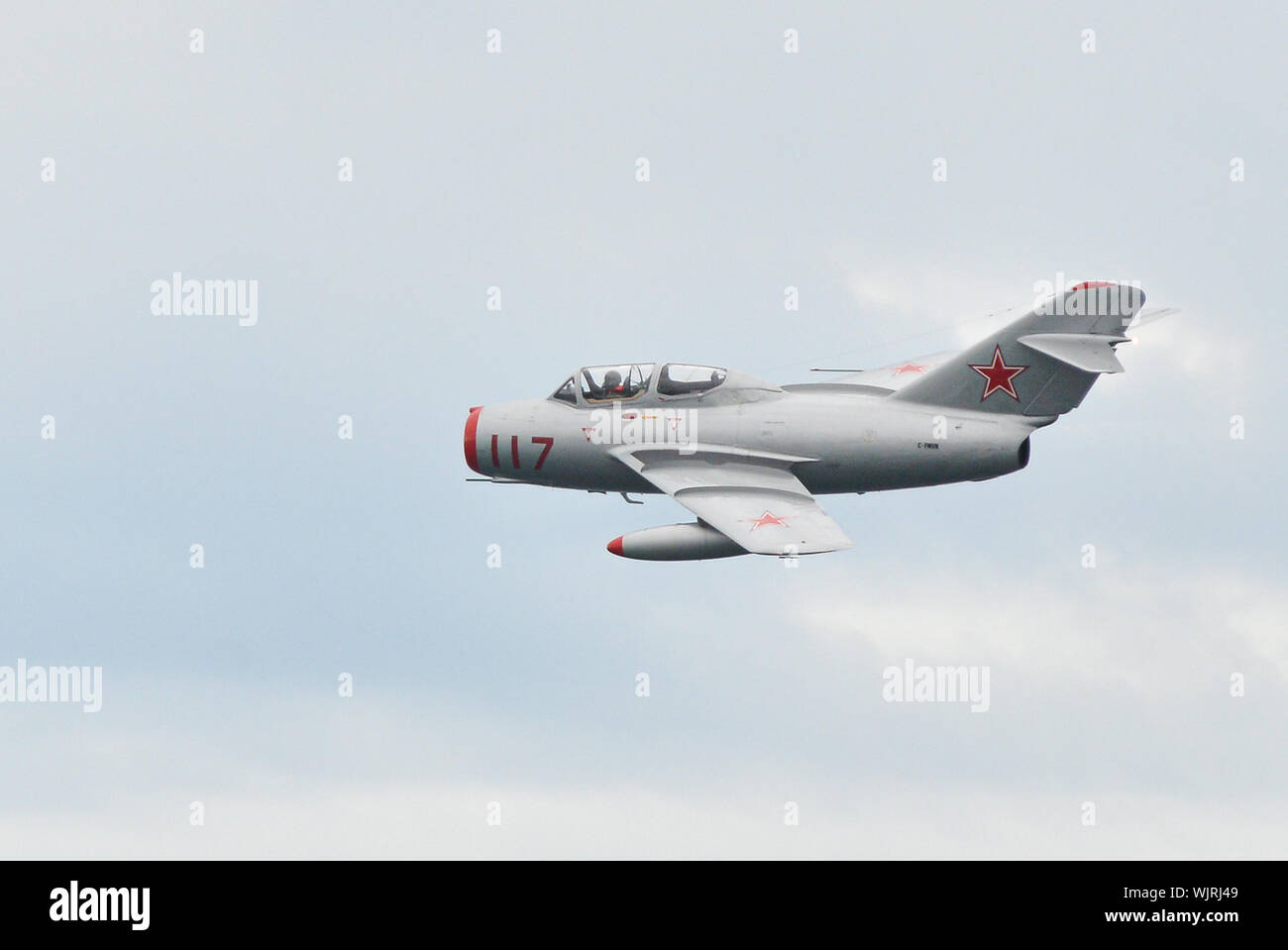 Mikoyan-Gurevich MiG-15performs a maneuver at the 70th annual Canadian ...