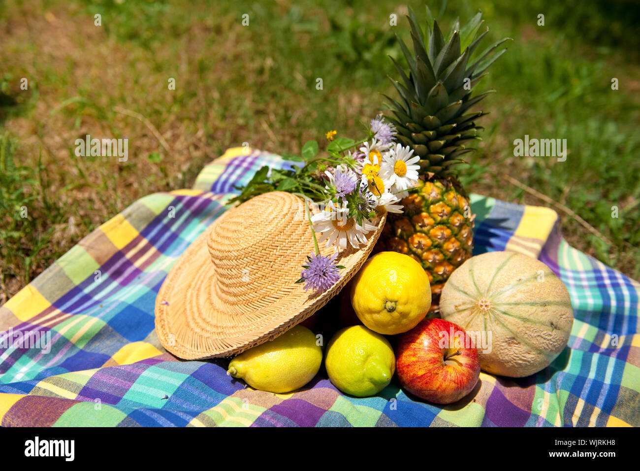 Still life with various summer fruit outdoor Stock Photo - Alamy