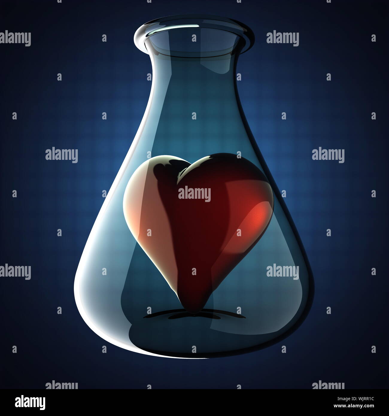 heart in Laboratory glassware on blue background Stock Photo - Alamy