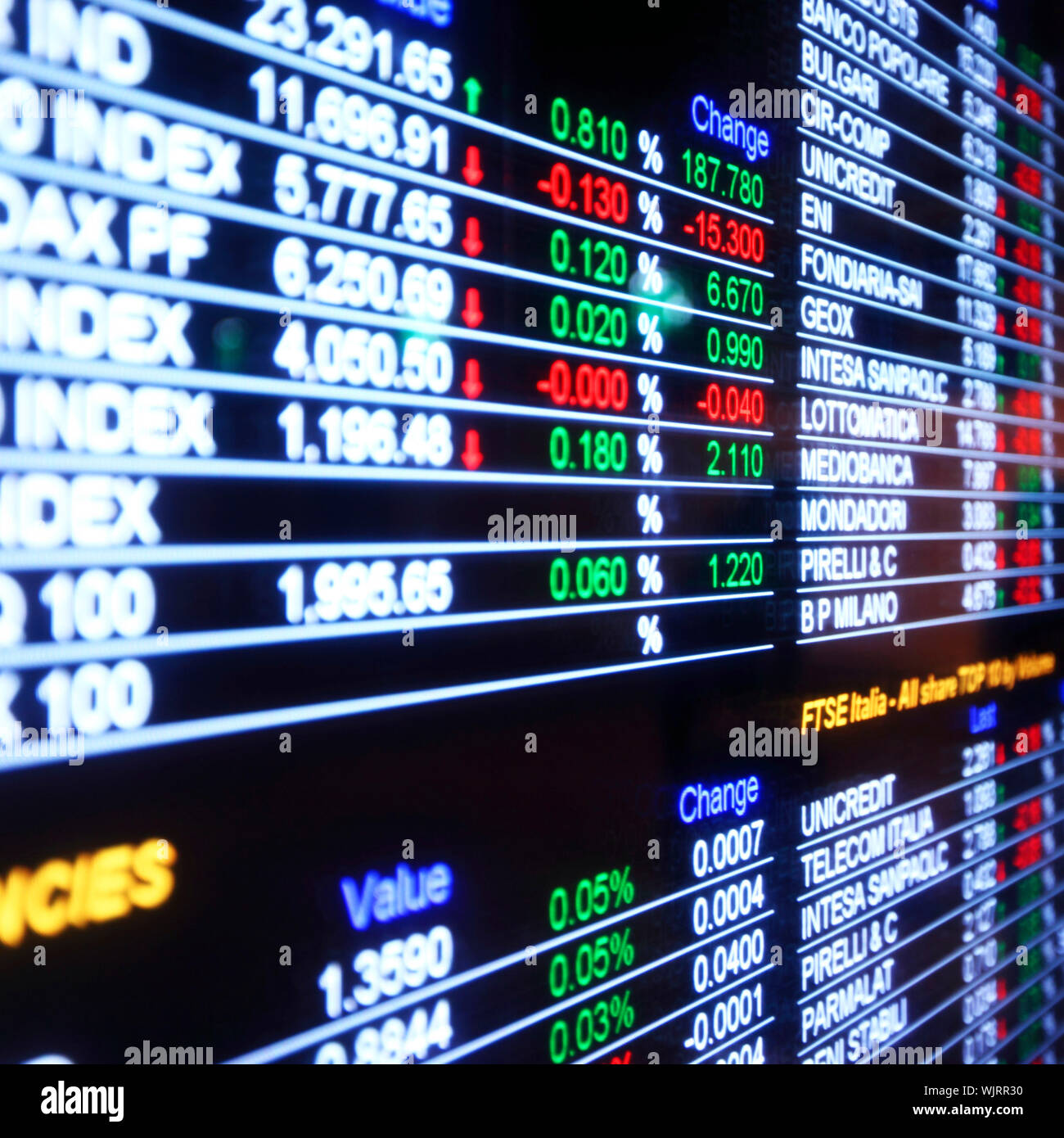 Stock Market board close-up Stock Photo - Alamy
