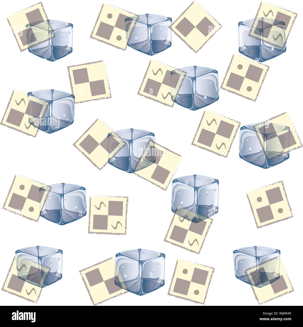 Vector illustration for wrapping paper with realistic ice cubes ...