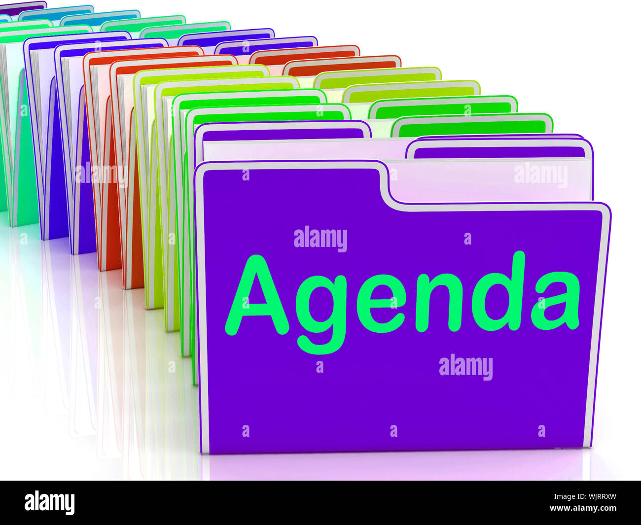 Agenda Folders Showing Schedule Lineup Or Timetable Stock Photo - Alamy