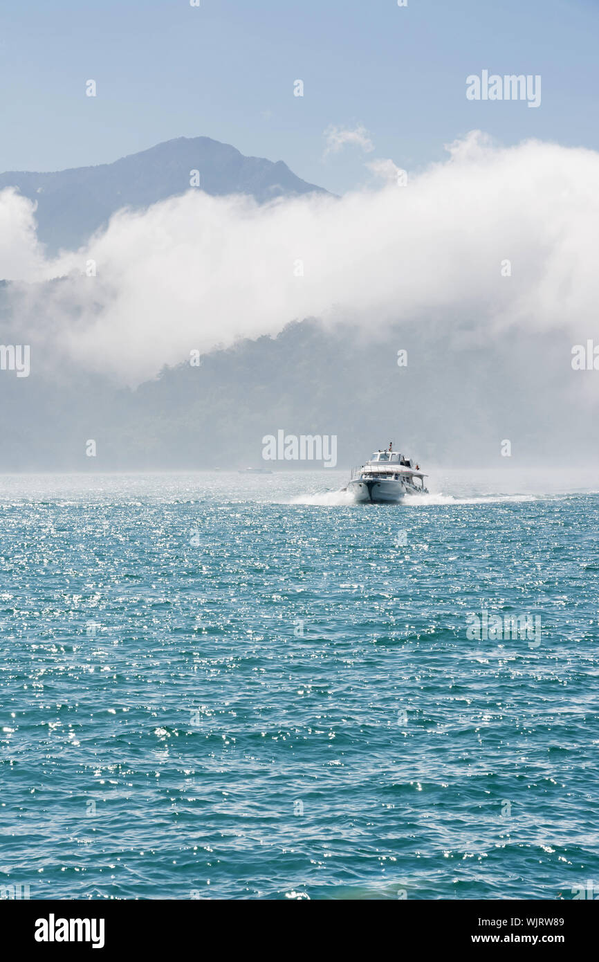 Boat over water at famous attraction, the Sun Moon Lake at Taiwan Stock ...