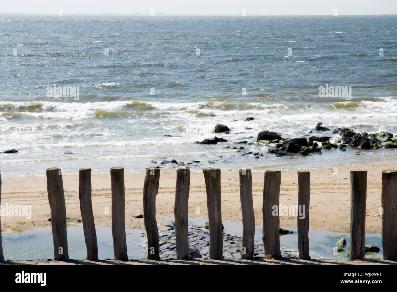 Wooden poles beach break hi-res stock photography and images - Alamy