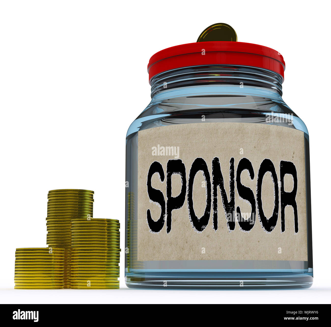 Sponsor Jar Showing Sponsorship Benefactor And Giving Stock Photo - Alamy
