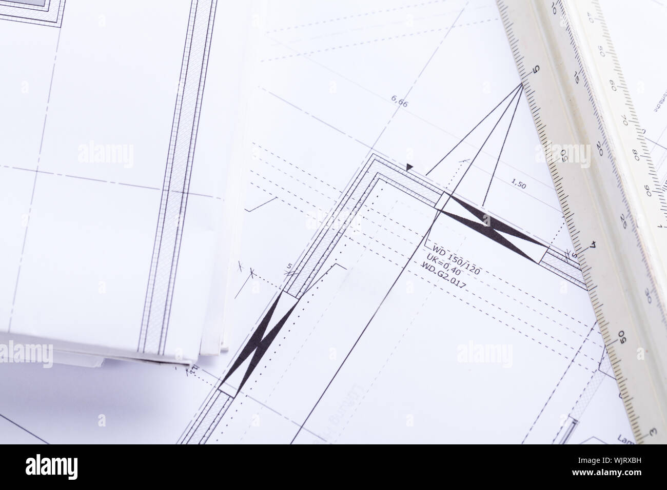 architect blueprints equipment objects workplace paper office Stock ...