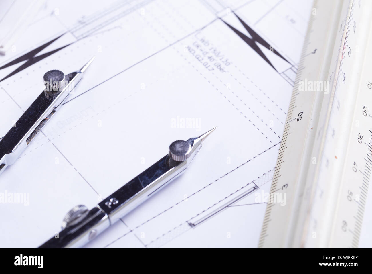 architect blueprints equipment objects workplace paper office Stock ...