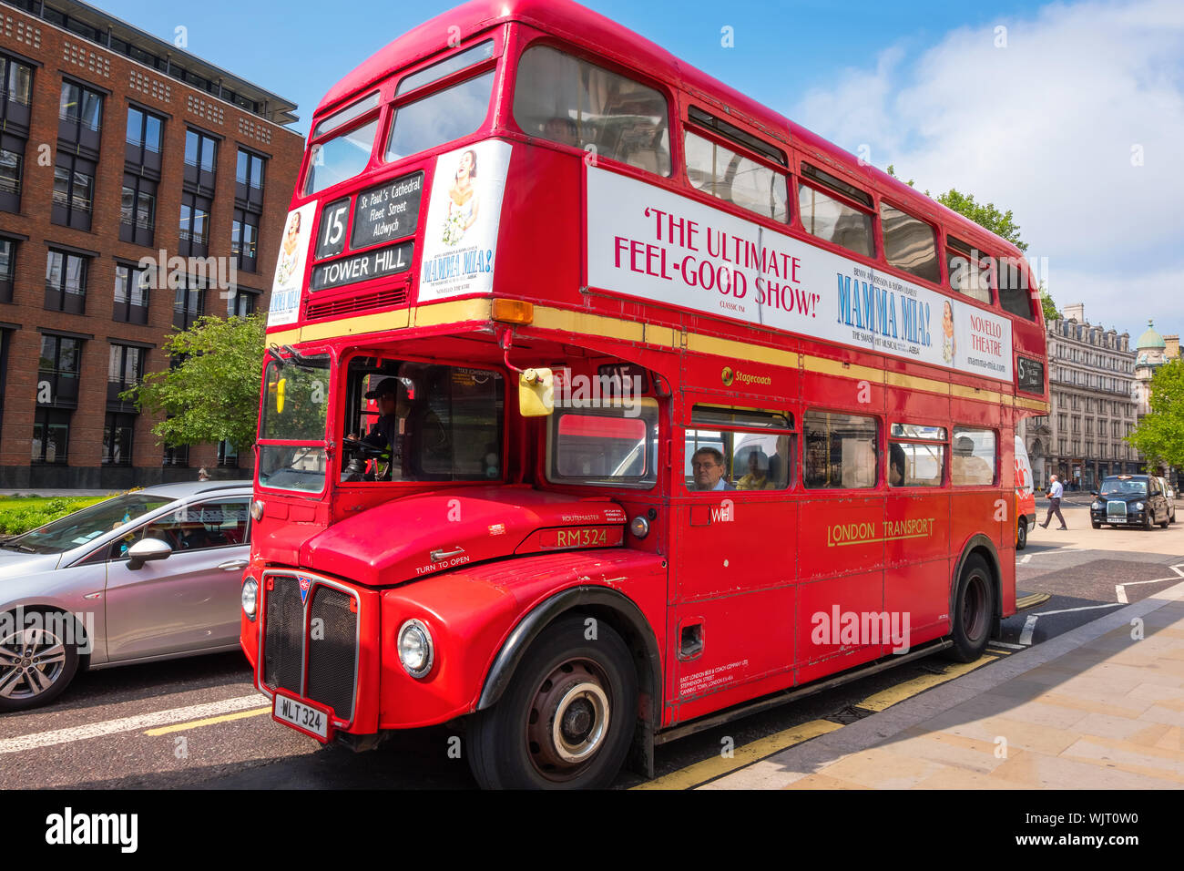 London, Uk - May 23 2018: Old model of classic London Bus with open ...