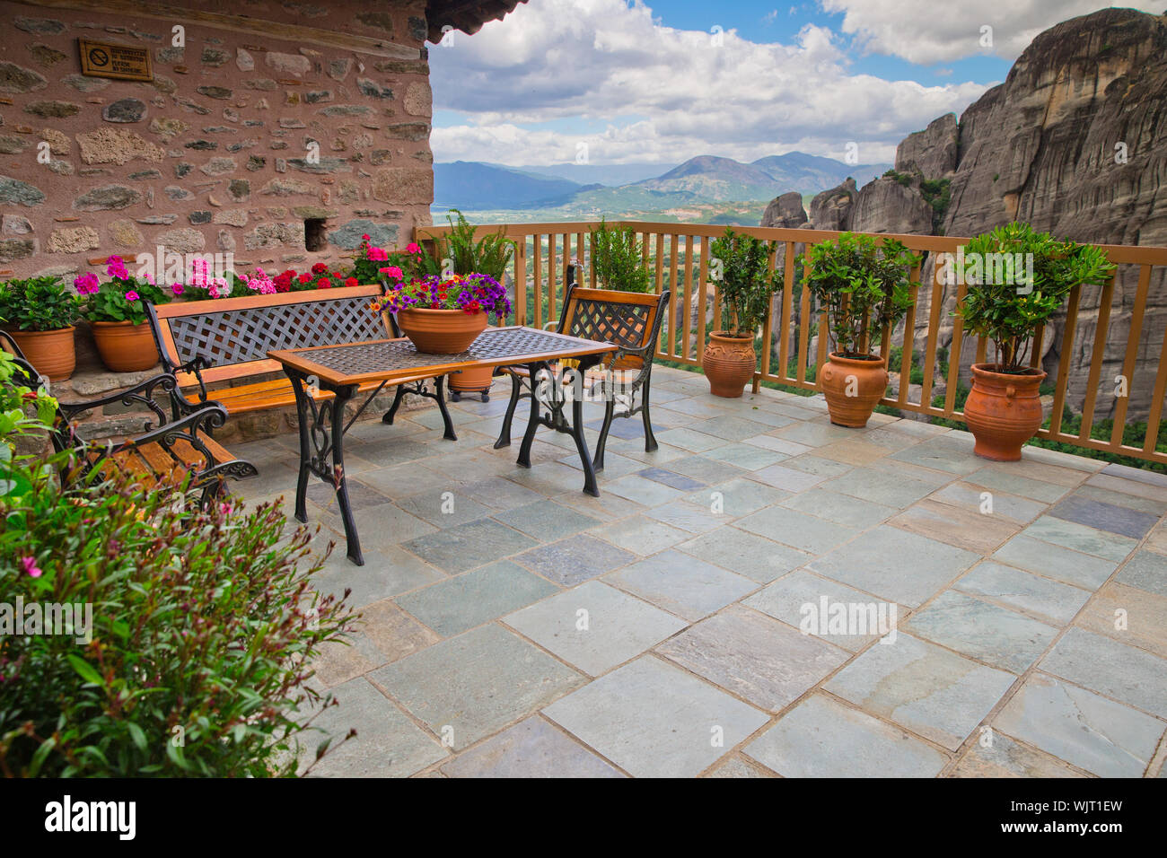 old balcony monastery of Meteora Stock Photo - Alamy