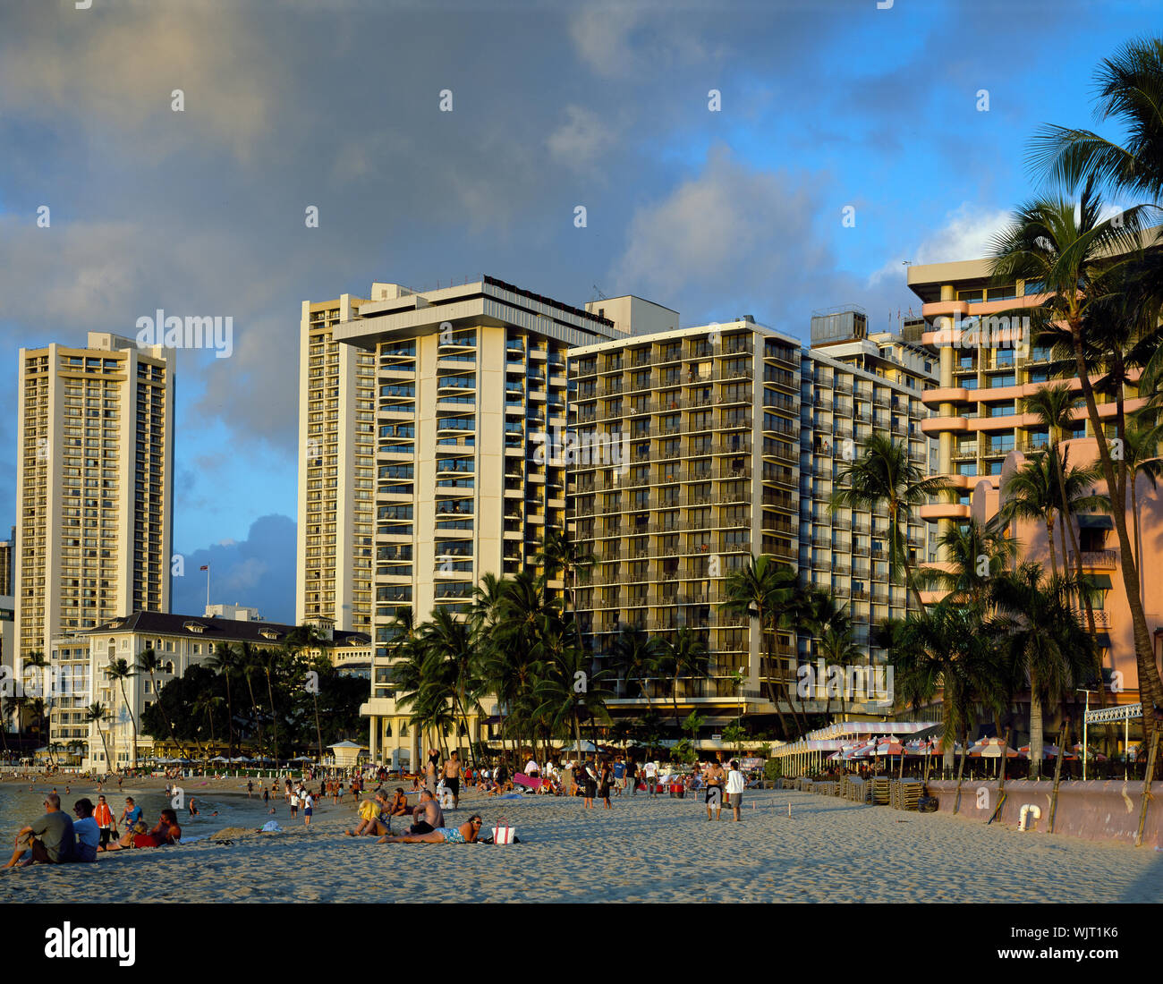 Hotels and other high-rise buildings on Waikiki Beach, Honolulu, Hawaii ...