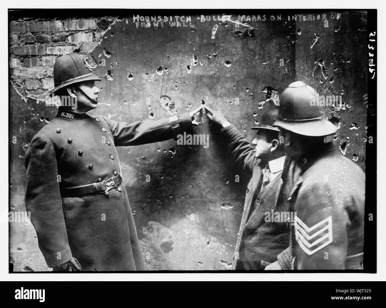 Hounsditch, bullet marks on interior of front wall Stock Photo - Alamy