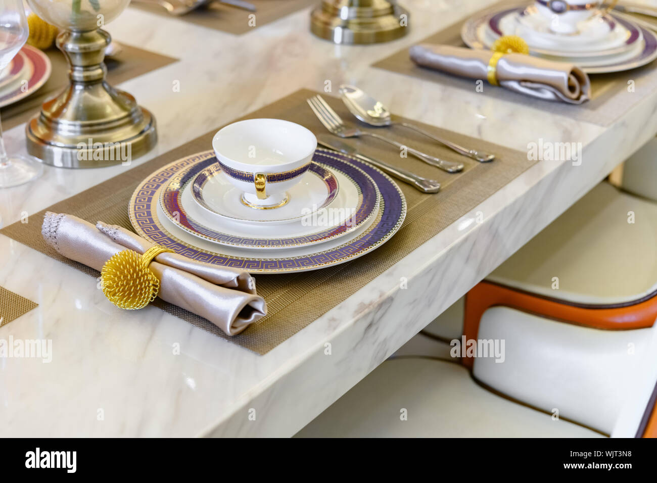 beautiful table setting in a house Stock Photo - Alamy