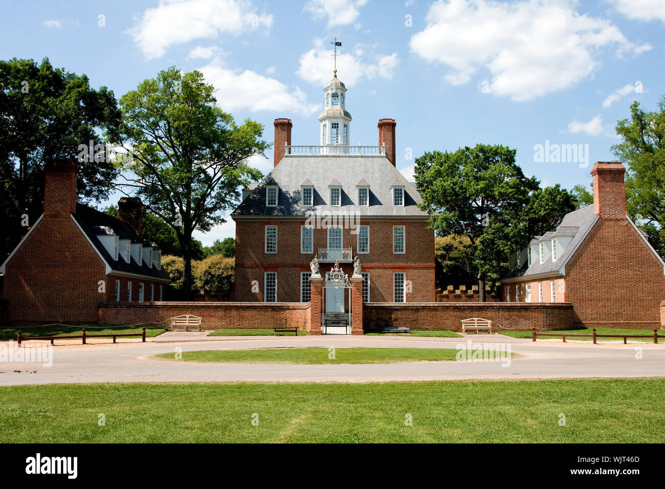The Governor's Palace in Colonial Williamsburg, Virginia. A brick ...