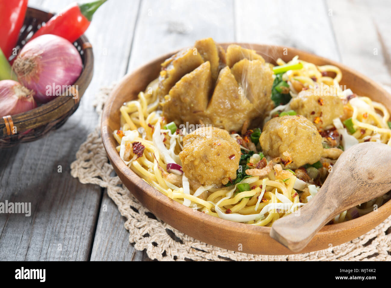Indonesian meatball noodles or mee bakso, popular Indonesian street ...