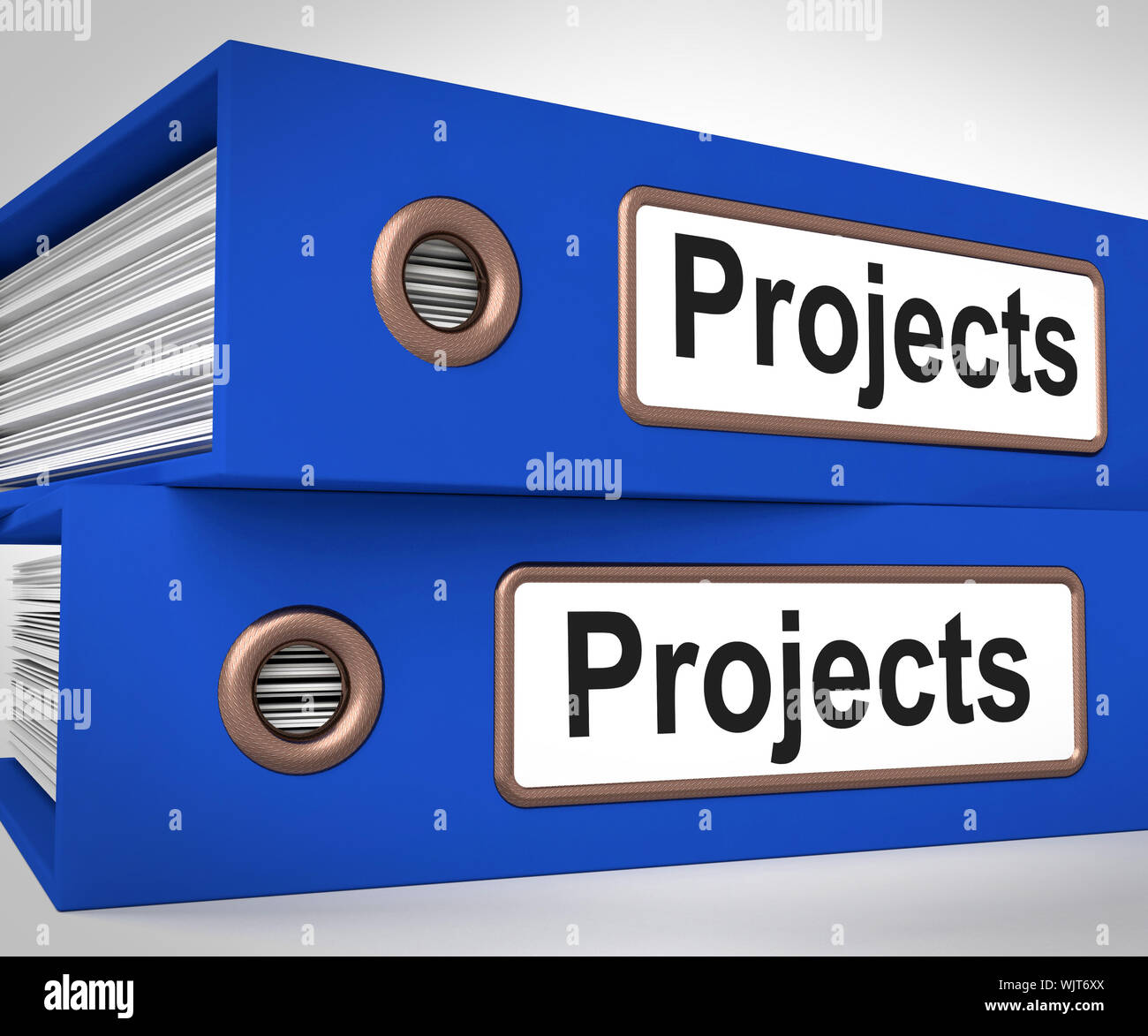 Projects Folders Meaning Tasks Planning And Ventures Stock Photo - Alamy