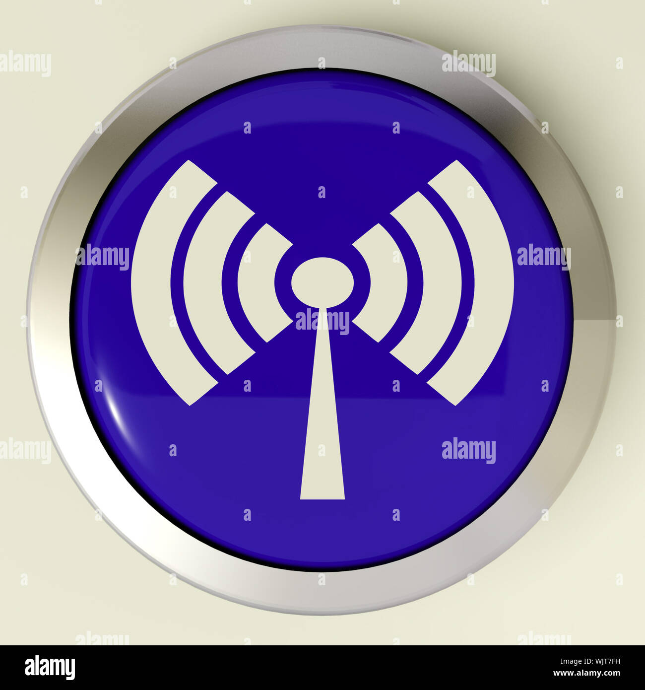 Wifi Button Showing Wireless Internet Access Transmitter Stock Photo ...