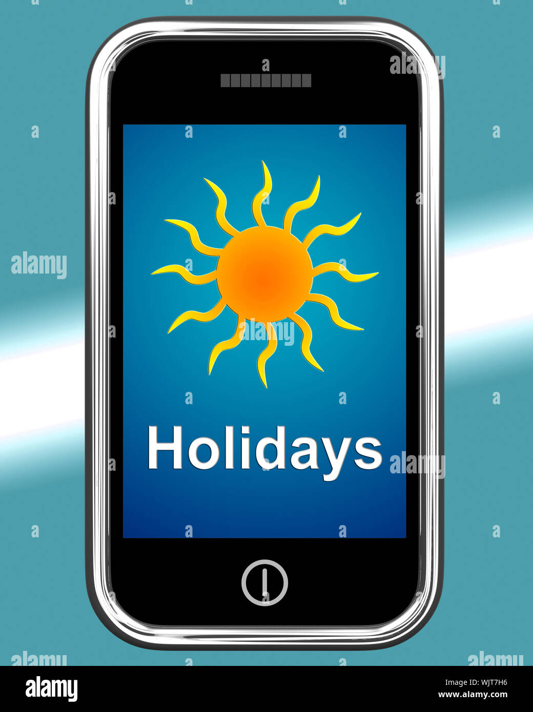 Holidays On Phone Meaning Vacation Leave Or Break Stock Photo - Alamy
