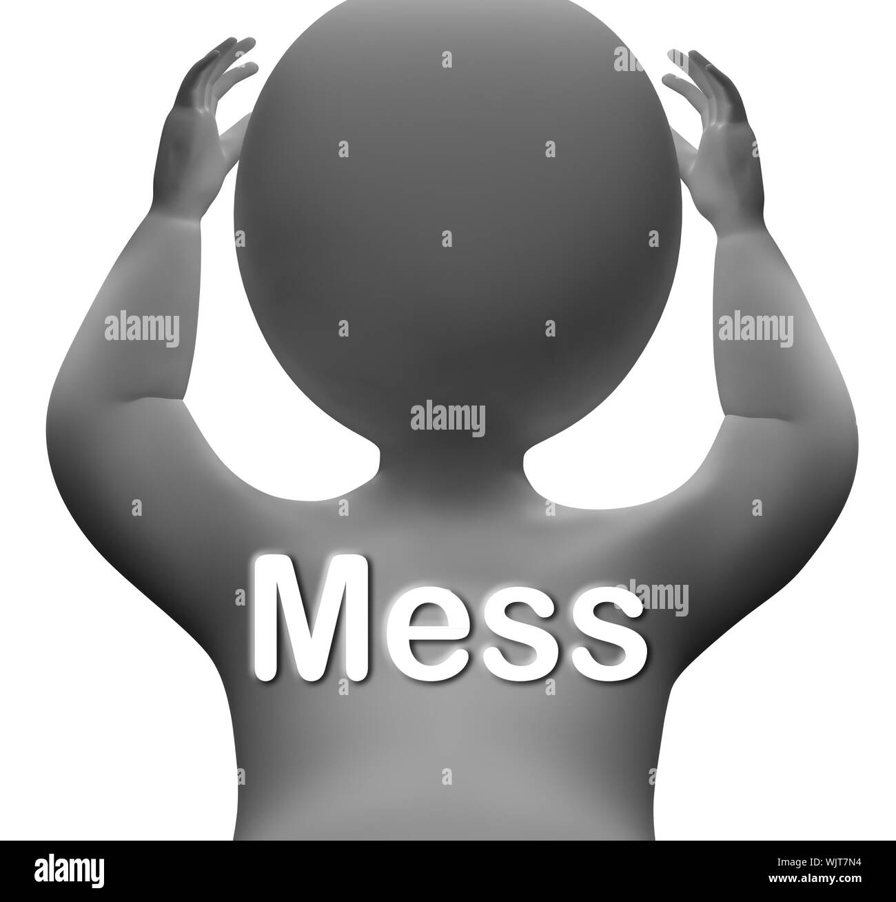 Mess Character Showing Chaos Disorder And Confusion Stock Photo - Alamy