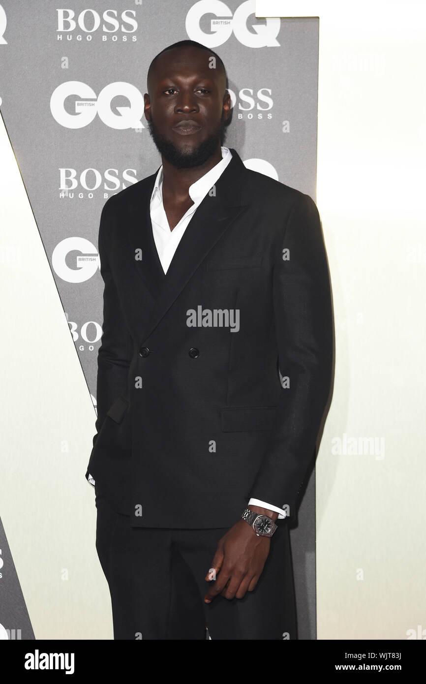 Stormzy arriving at the GQ Men of the Year Awards 2019 in association ...