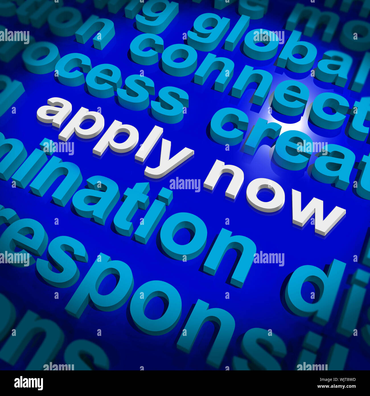 Apply Now Word Cloud Showing Work Job Applications Stock Photo - Alamy