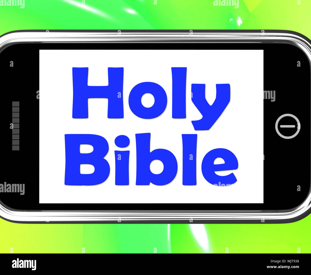 Holy Bible On Phone Showing Religious Book Stock Photo - Alamy