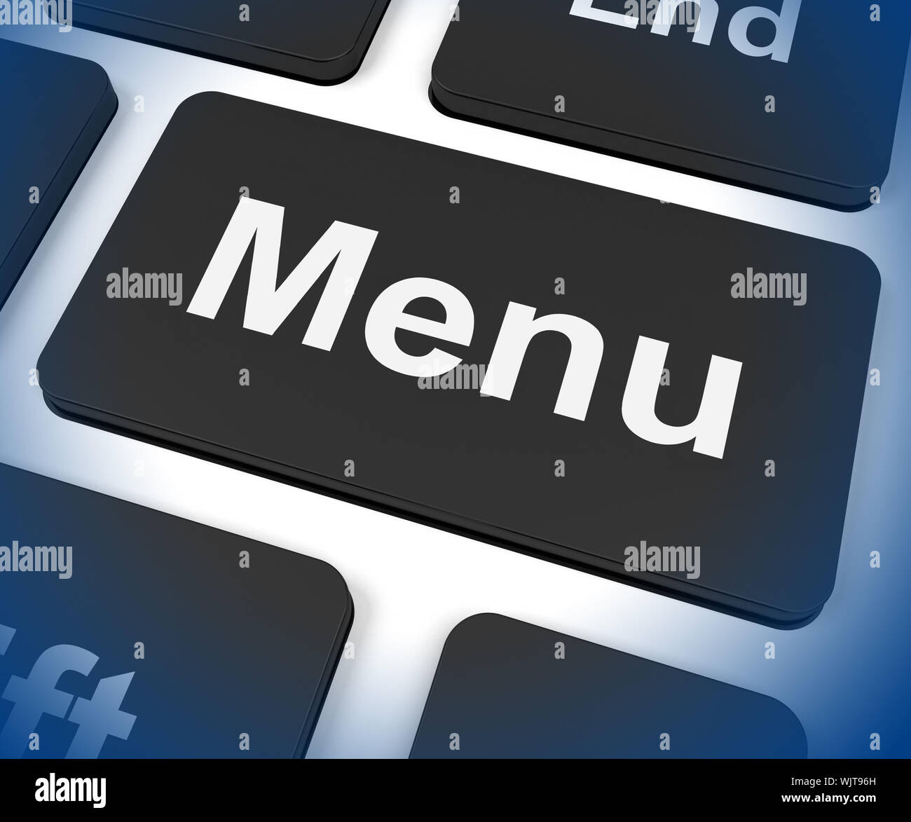 Menu Keys Showing Ordering Food Menus Online Stock Photo - Alamy