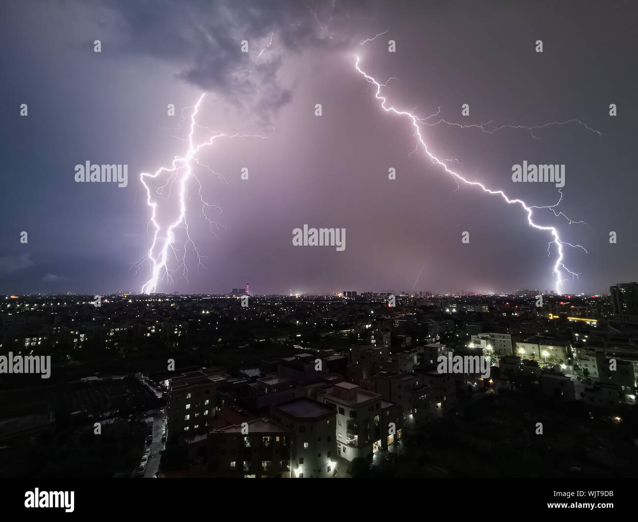 lightning at night before storm coming Stock Photo - Alamy