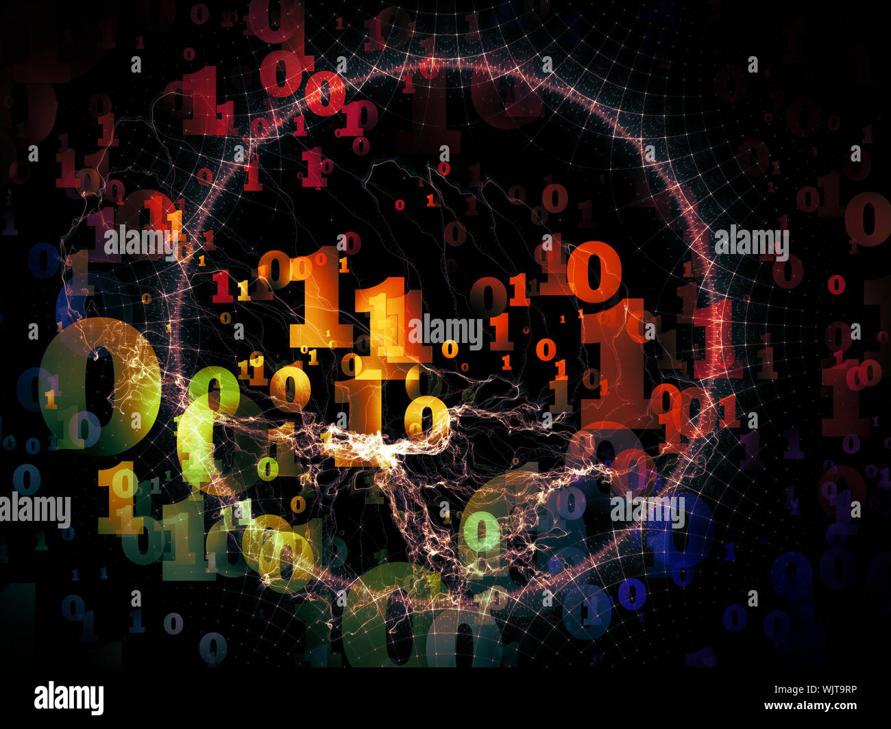 Number in Space series. Abstract composition of numbers, fractal ...