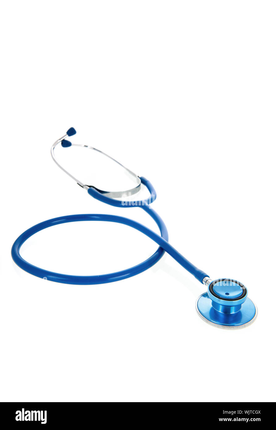 Blue stethoscope isolated over white background Stock Photo - Alamy