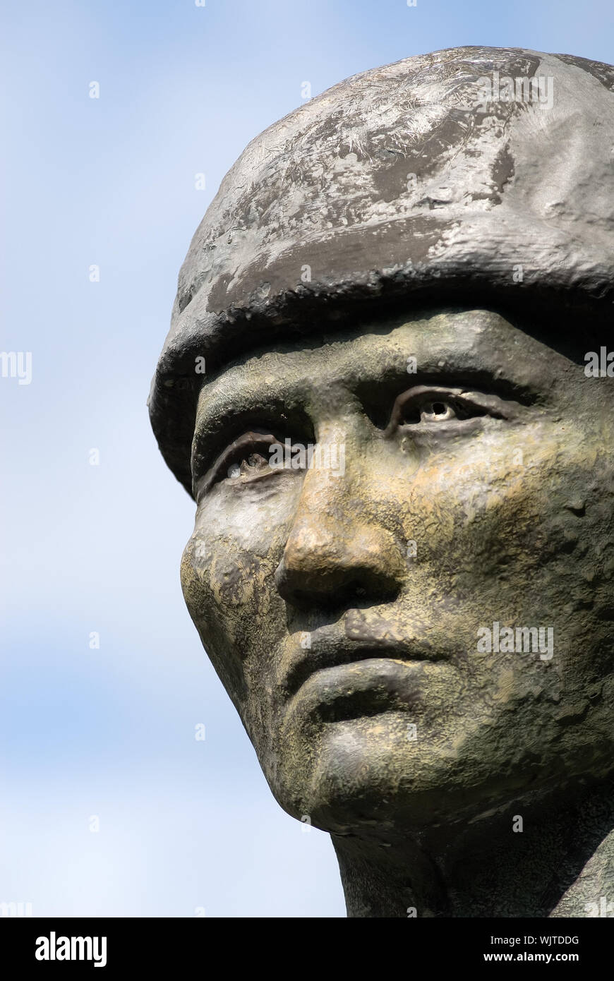 It is a man of Atayal tribe stone carving portrait in Taiwan Stock ...