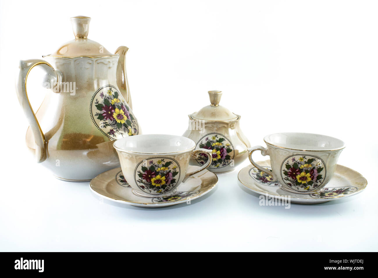 Tea set. Eastern culture patterns. White background Stock Photo - Alamy