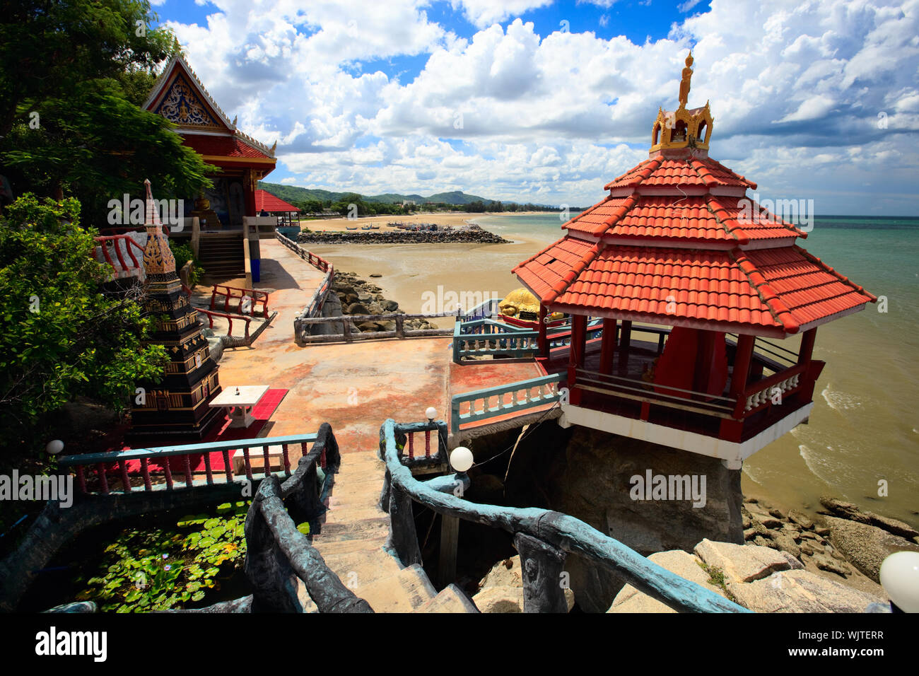 Beautiful temple complex and beach in Khao Tao near Hua Hin, Thailand ...