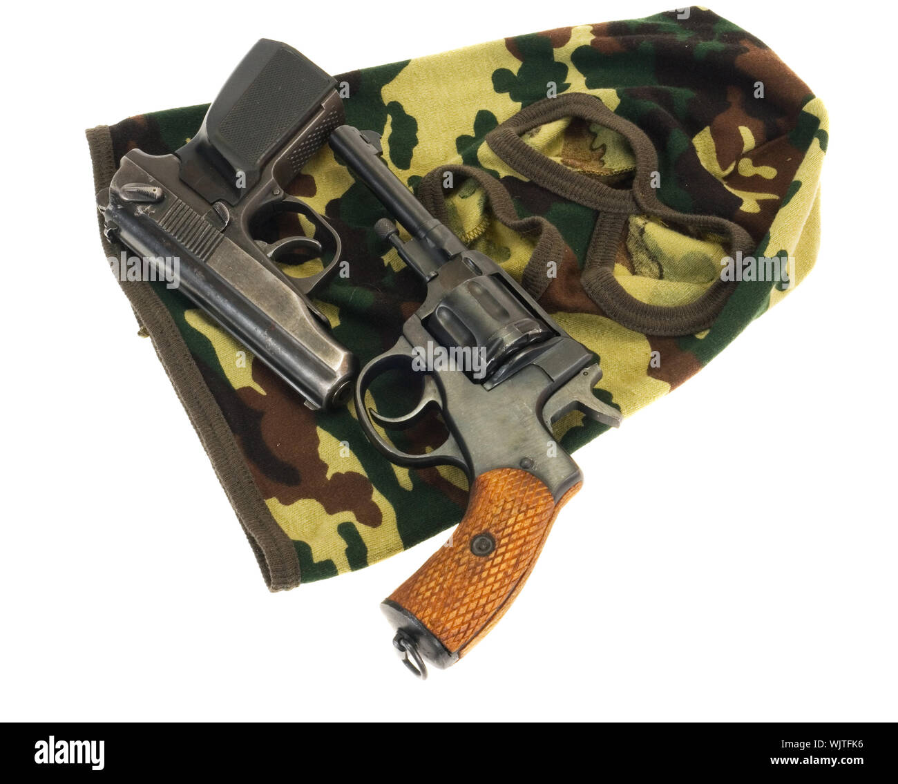 guns and mask isolated on white background Stock Photo - Alamy