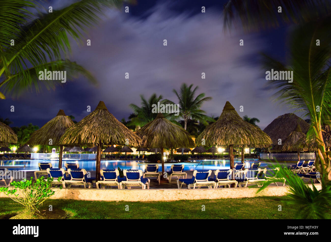 swimming pool in night illumination Stock Photo - Alamy
