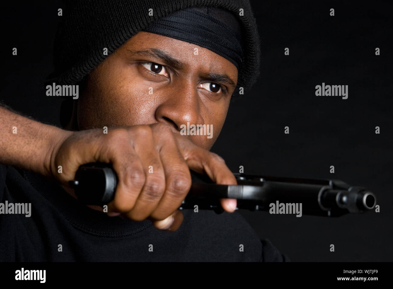 Black Guy Pointing Gun