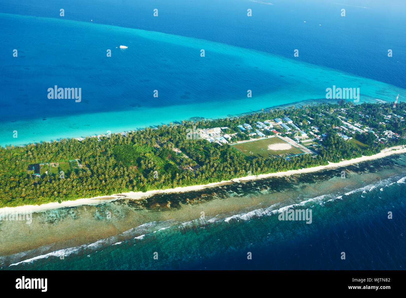 Group of atolls and islands in Maldives from aerial view Stock Photo ...