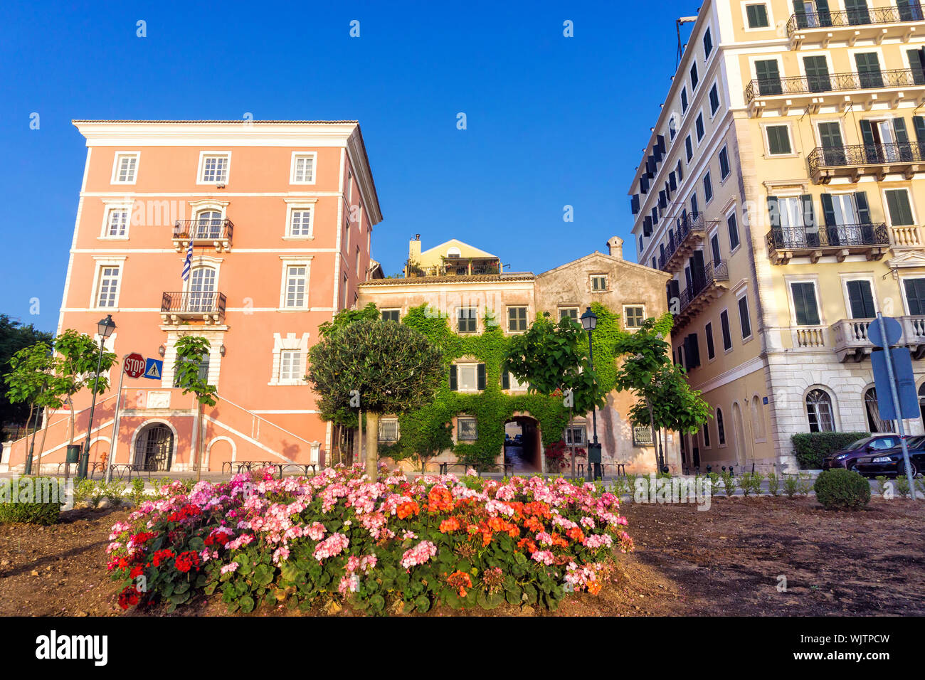 View of buildings in the center of Corfu in Greece Stock Photo - Alamy