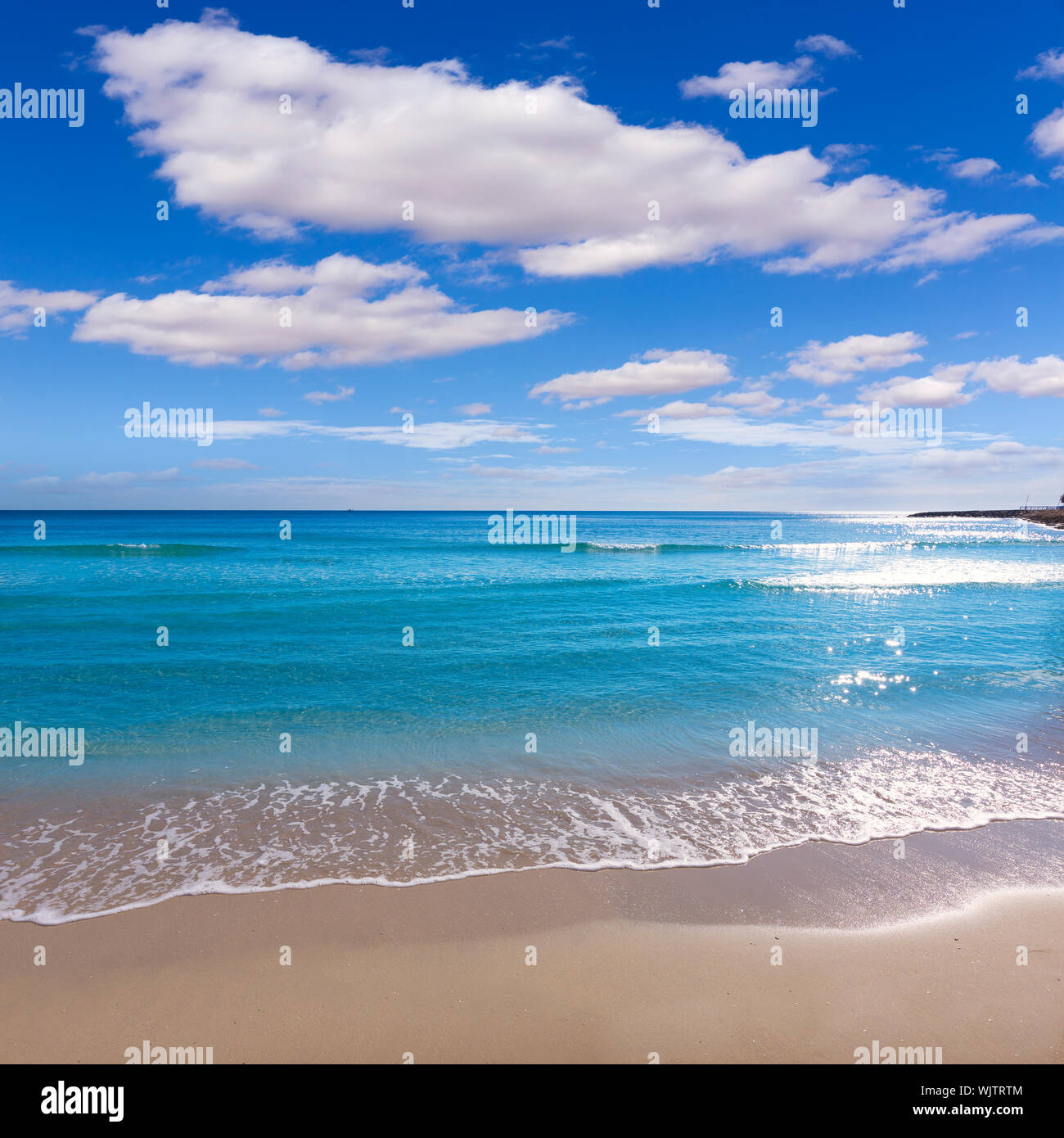 Alicante Postiguet beach at Mediterranean sea in Spain valencian ...