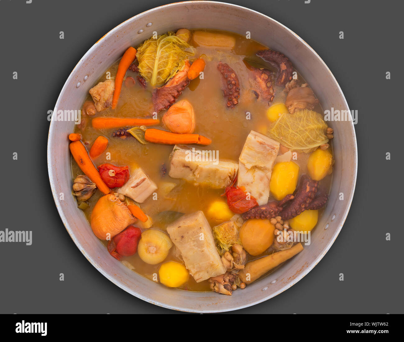 Octopus stew from mediterranean traditional recipe in Alicante spain ...