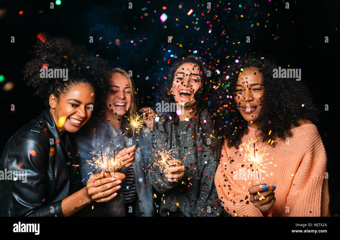 Young people sparklers party hi-res stock photography and images - Alamy