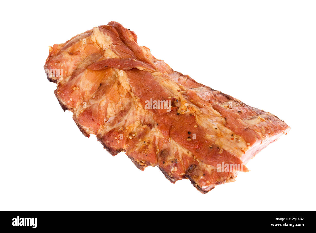 smoked meat isolated on white background Stock Photo - Alamy