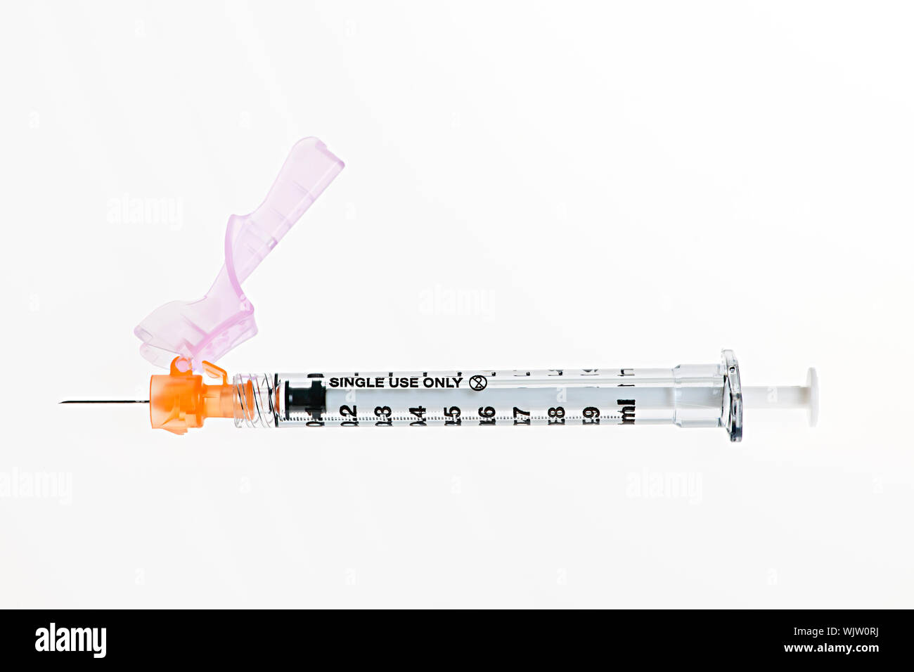 Medical single use safety syringe isolated on white background Stock ...
