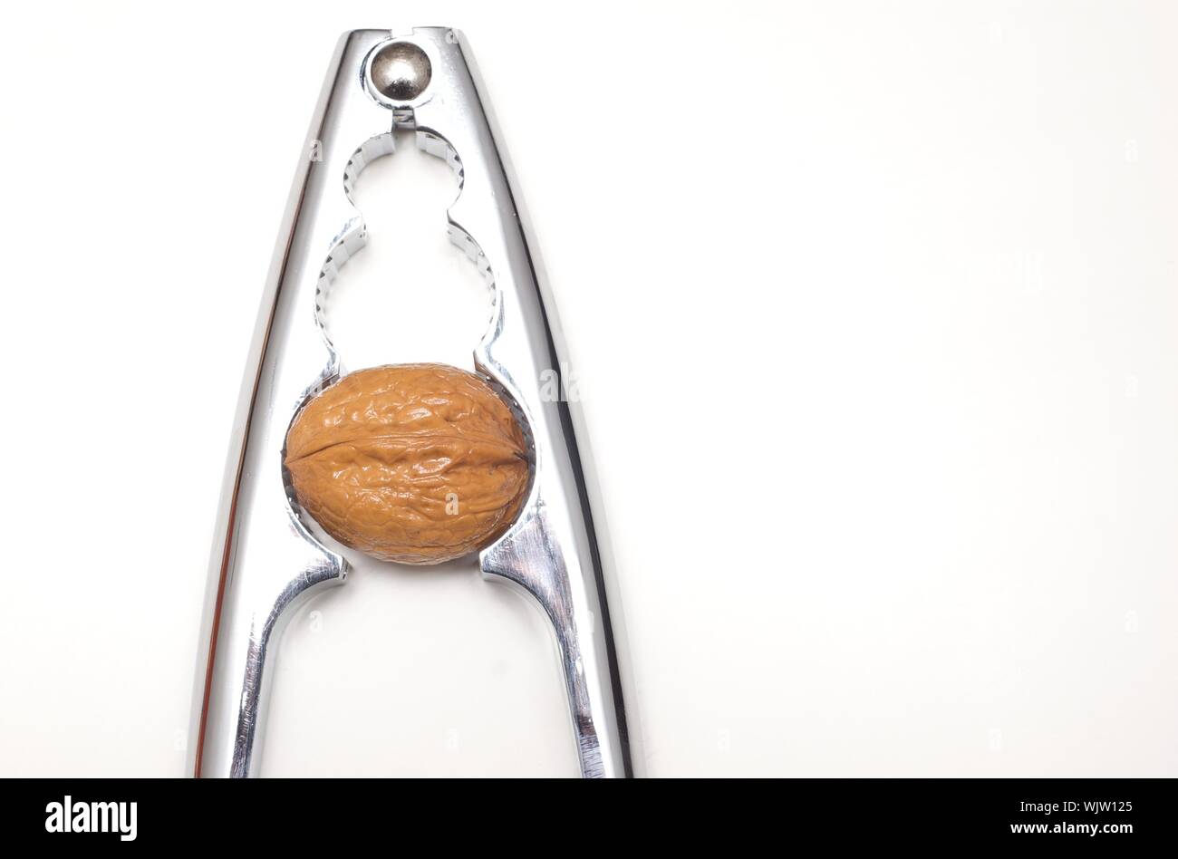 Modern steel nutcracker isolated on white Stock Photo - Alamy