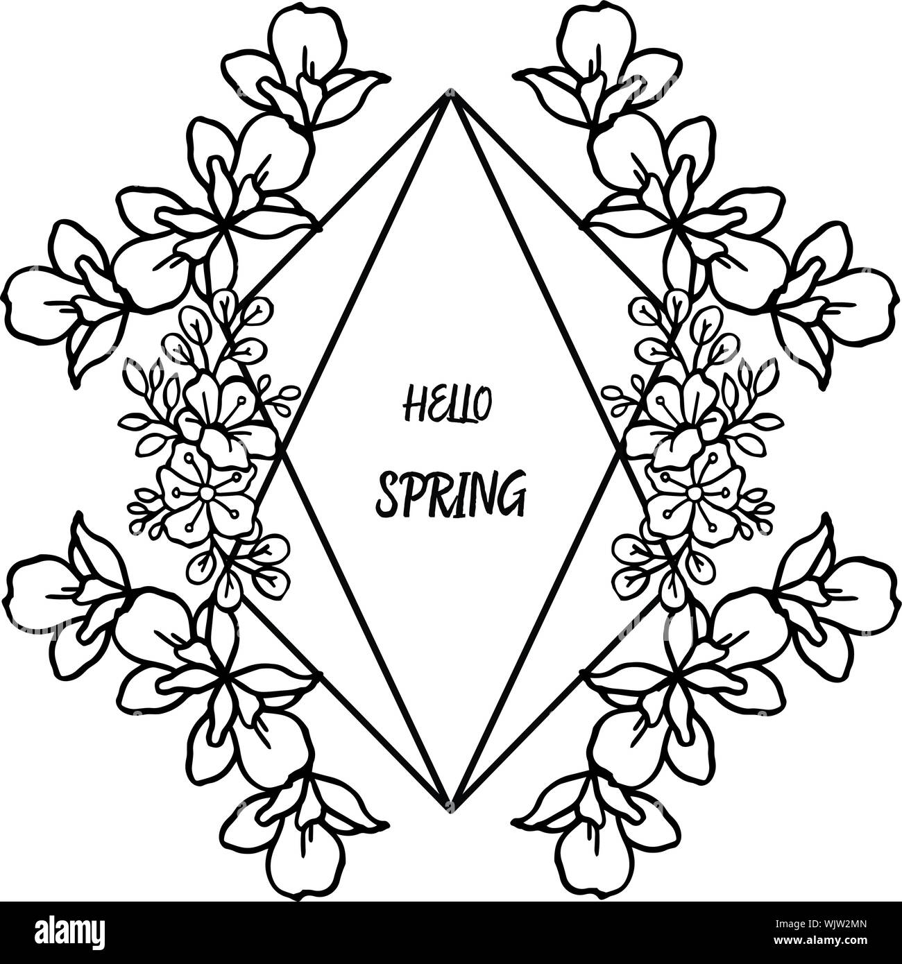 Beauty of wreath frame, for handwritten greeting card hello spring ...